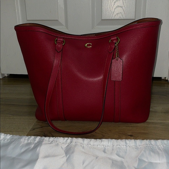 Coach | Bags | Coach Ruby Red Leather Tote Final Sale | Poshmark